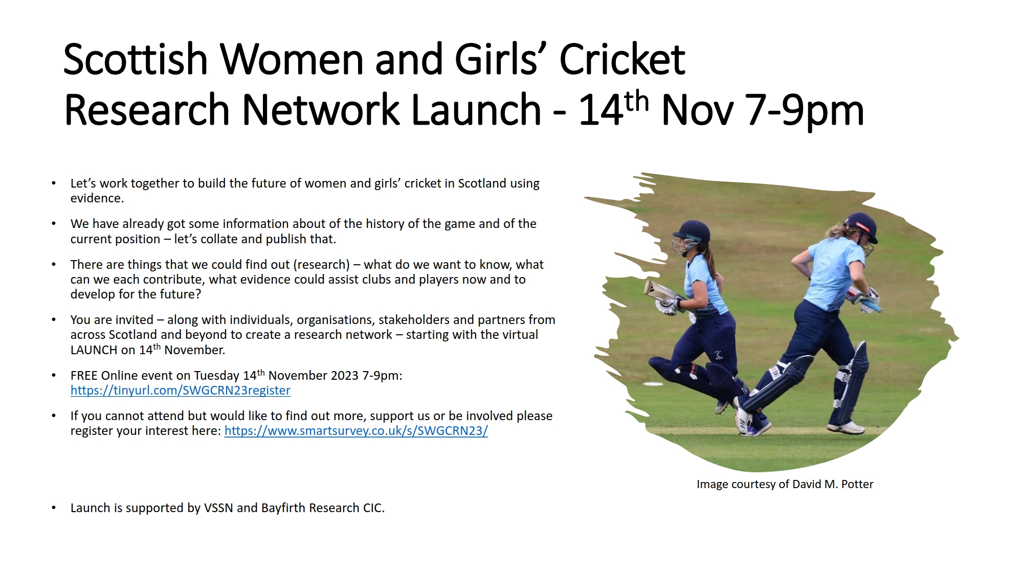 Scottish Women and Girls’ Cricket Research Network Launch – ESCA